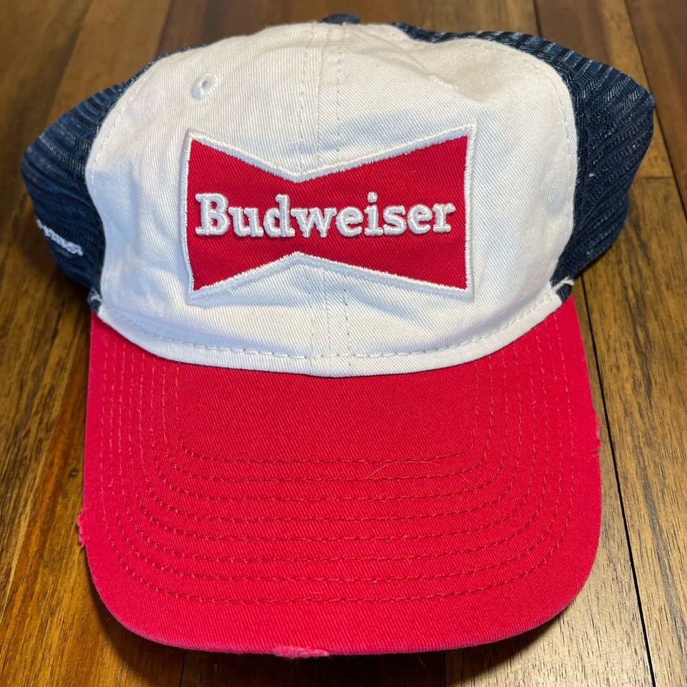 Vintage Budweiser Classic Red White And Navy Snap Bac… - Gem